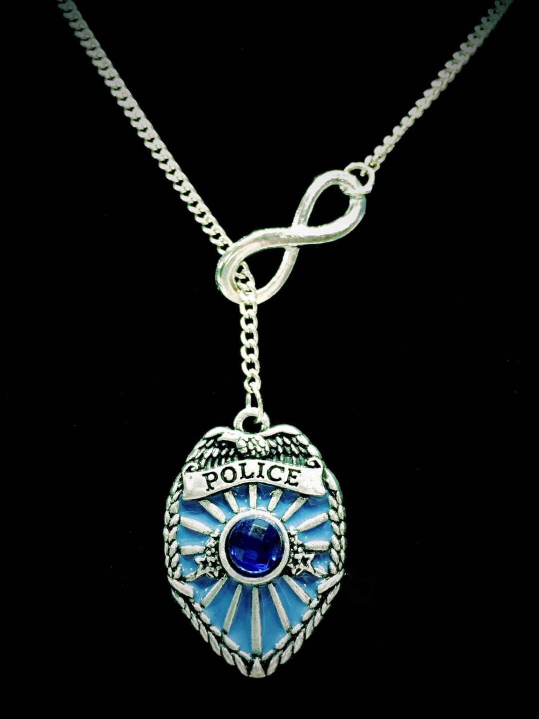 Police Wife Necklace, Police Jewelry, Blue Badge Shield Gift for Police ...