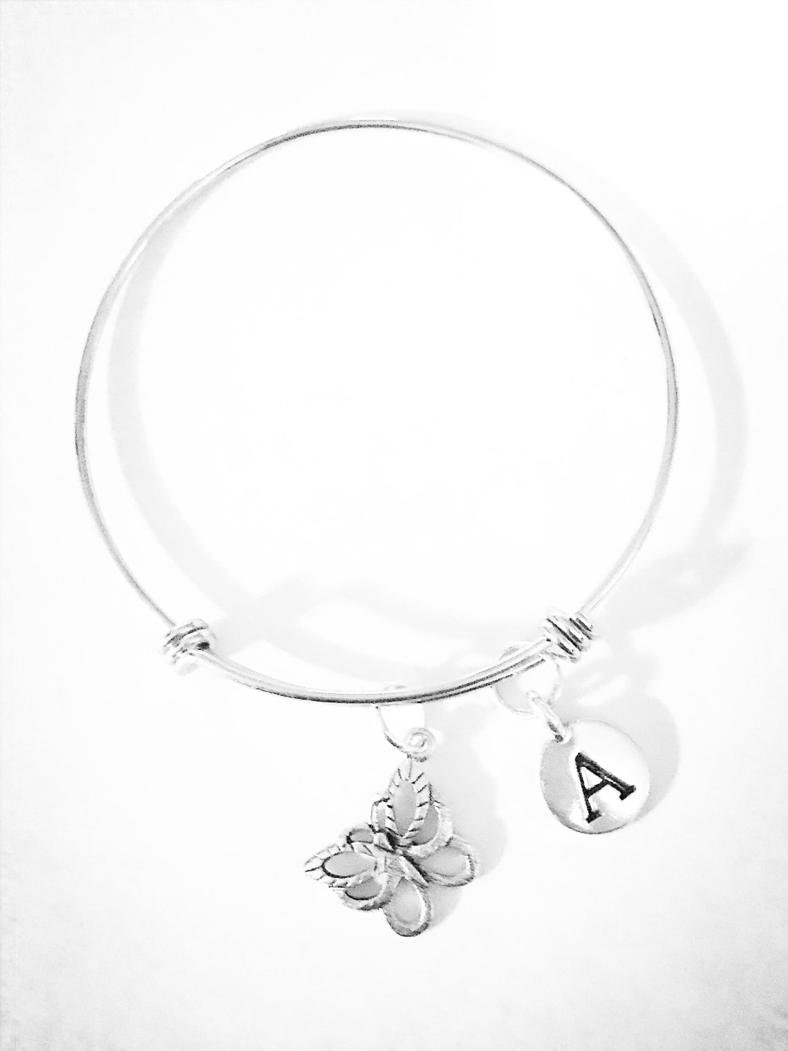 Butterfly Bangle Bracelet, Butterfly Jewelry, Animal Jewelry, Initial ...