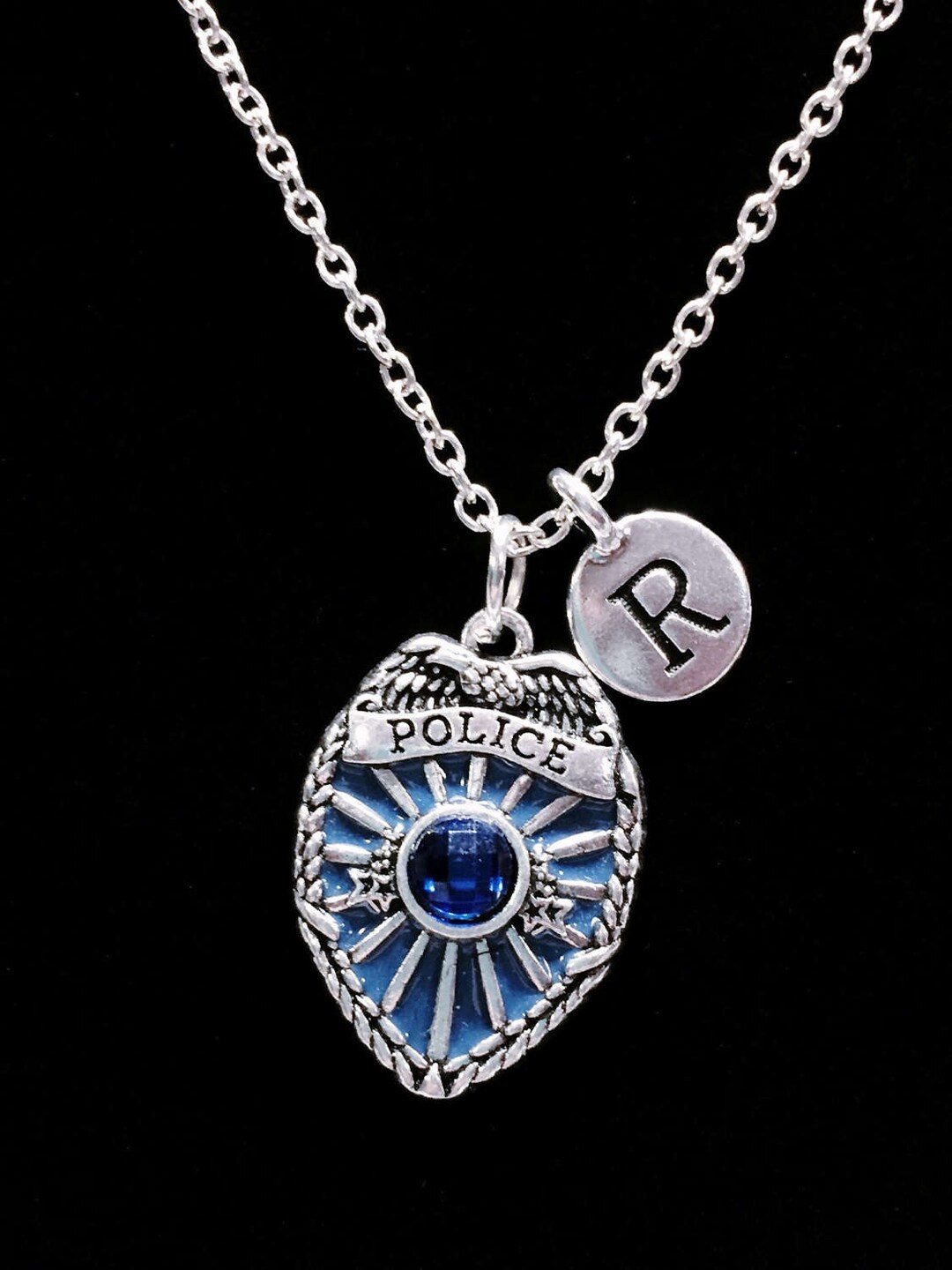 Police Necklace, Police Jewelry, Gift Police Wife, Blue Police Badge ...