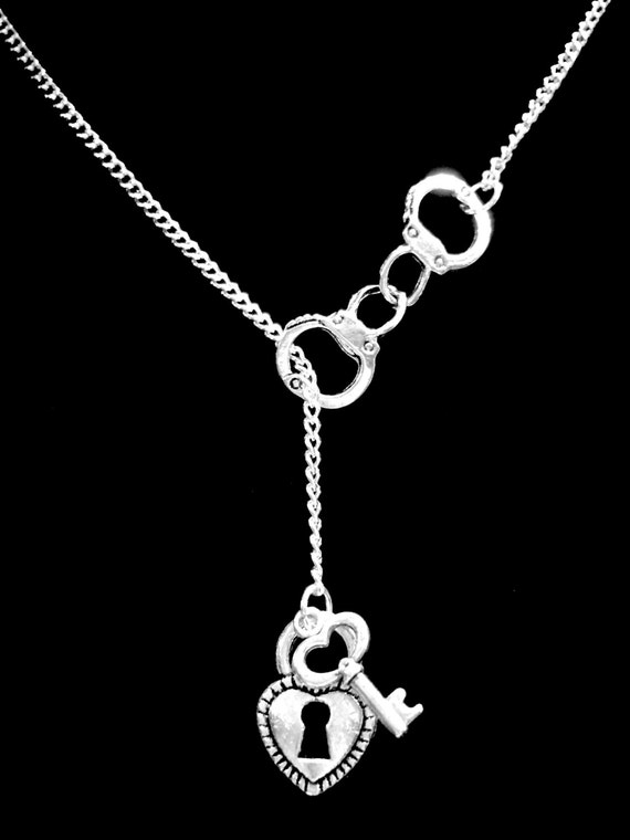 Gift for Her Lock and Key Necklace Handcuff Necklace Police - Etsy
