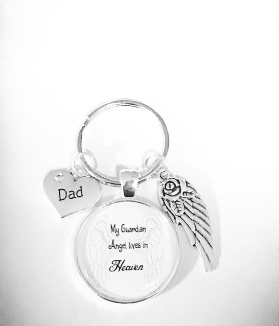 Memorial Keychain Dad Father Guardian Angel In Heaven | Etsy