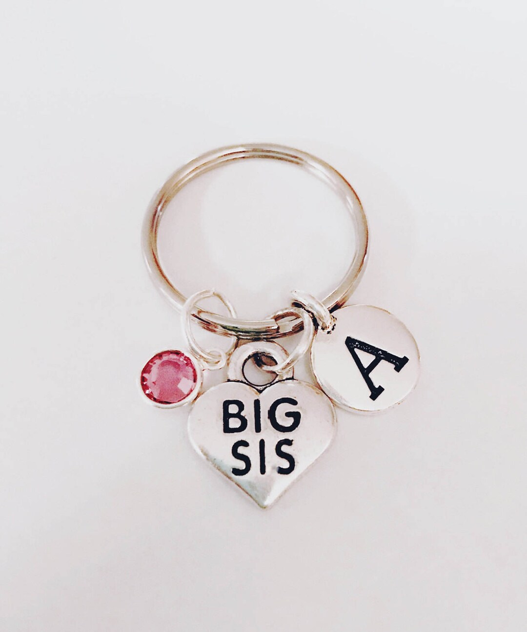 Sister Gift, Big Sis Keychain, Birthstone Initial Keychain ...
