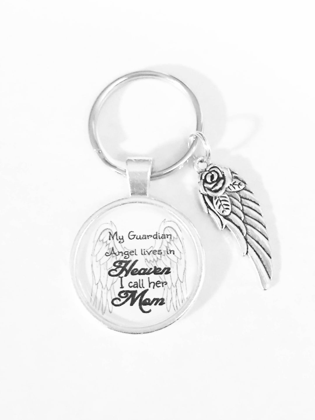 Memorial Keychain Mom, Mom Angel Keychain, Guardian Angel Keychain, in ...