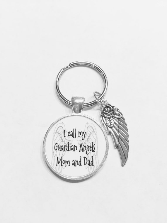 Memorial Keychain I Call Guardian Angels Mom and Dad | Etsy