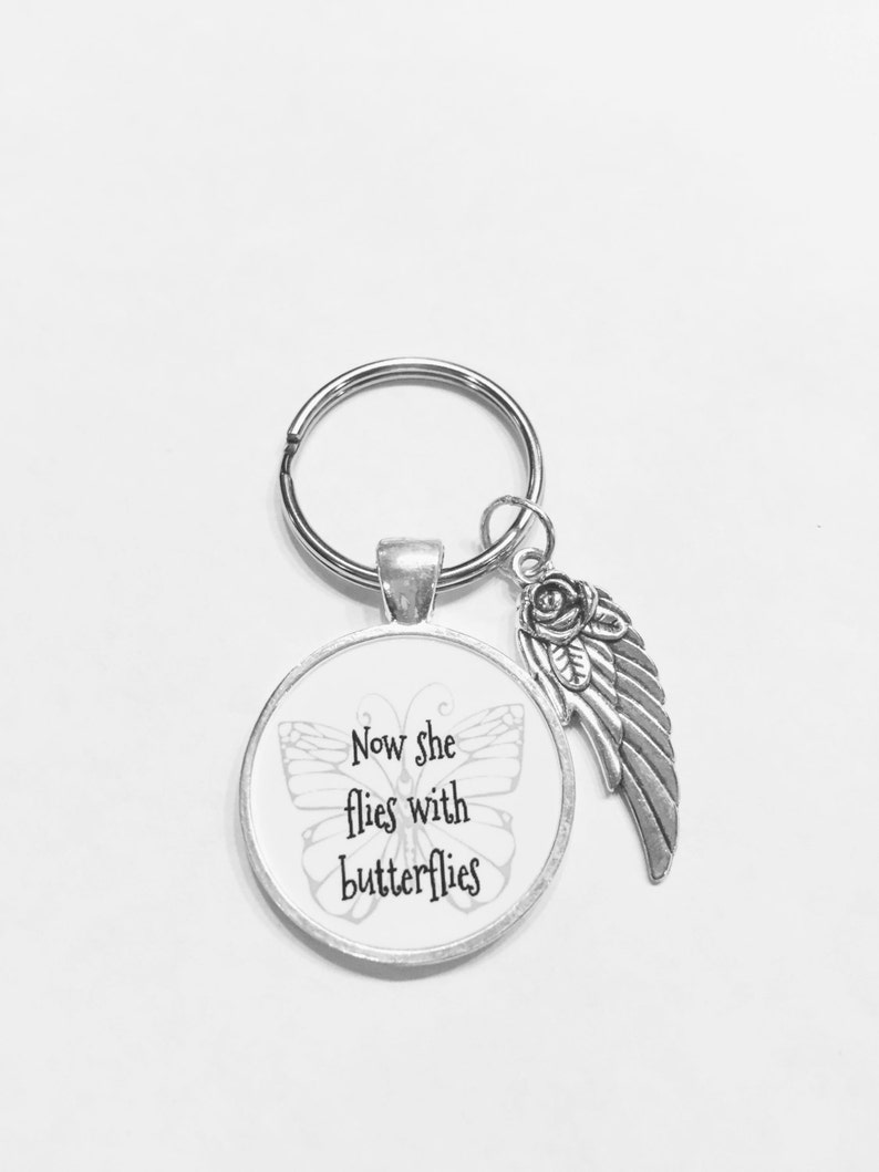 Memorial Keychain Guardian Angel Keychain Now She Flies With - Etsy