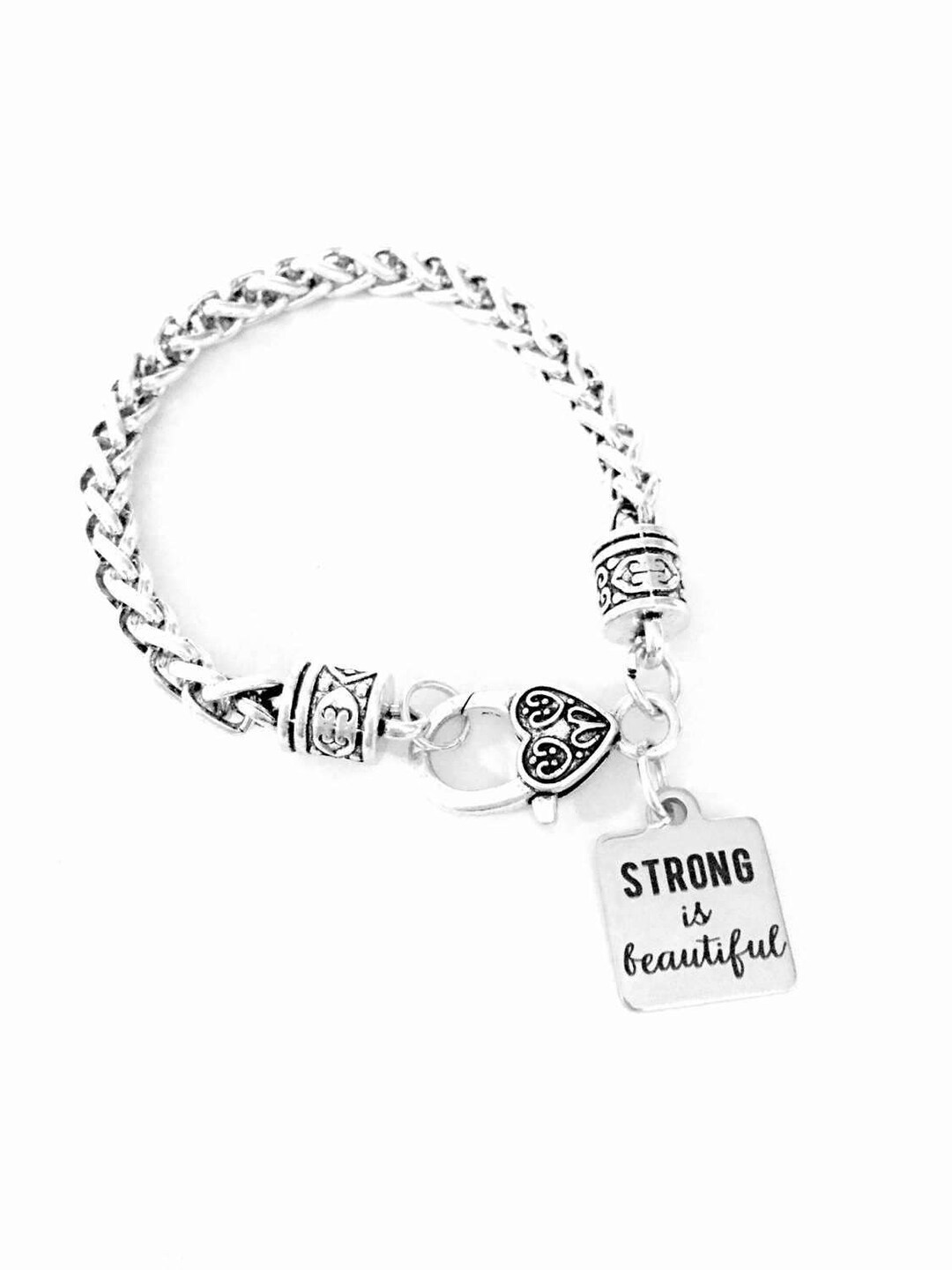 Gift for Her, Strong is Beautiful Charm Bracelet, Inspirational Jewelry ...
