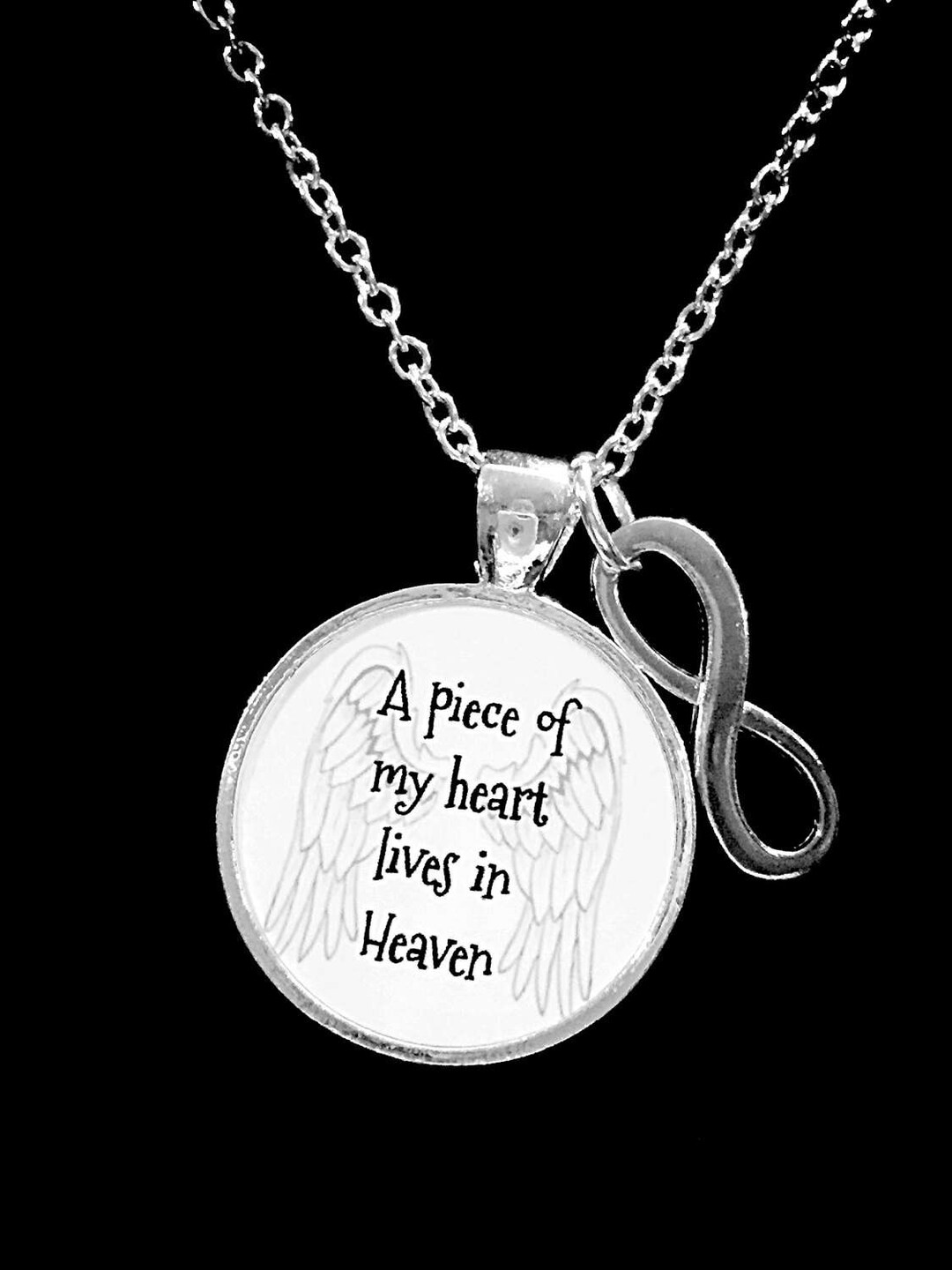 Memorial Necklace, Angel Necklace, A Piece of My Heart Lives in Heaven ...