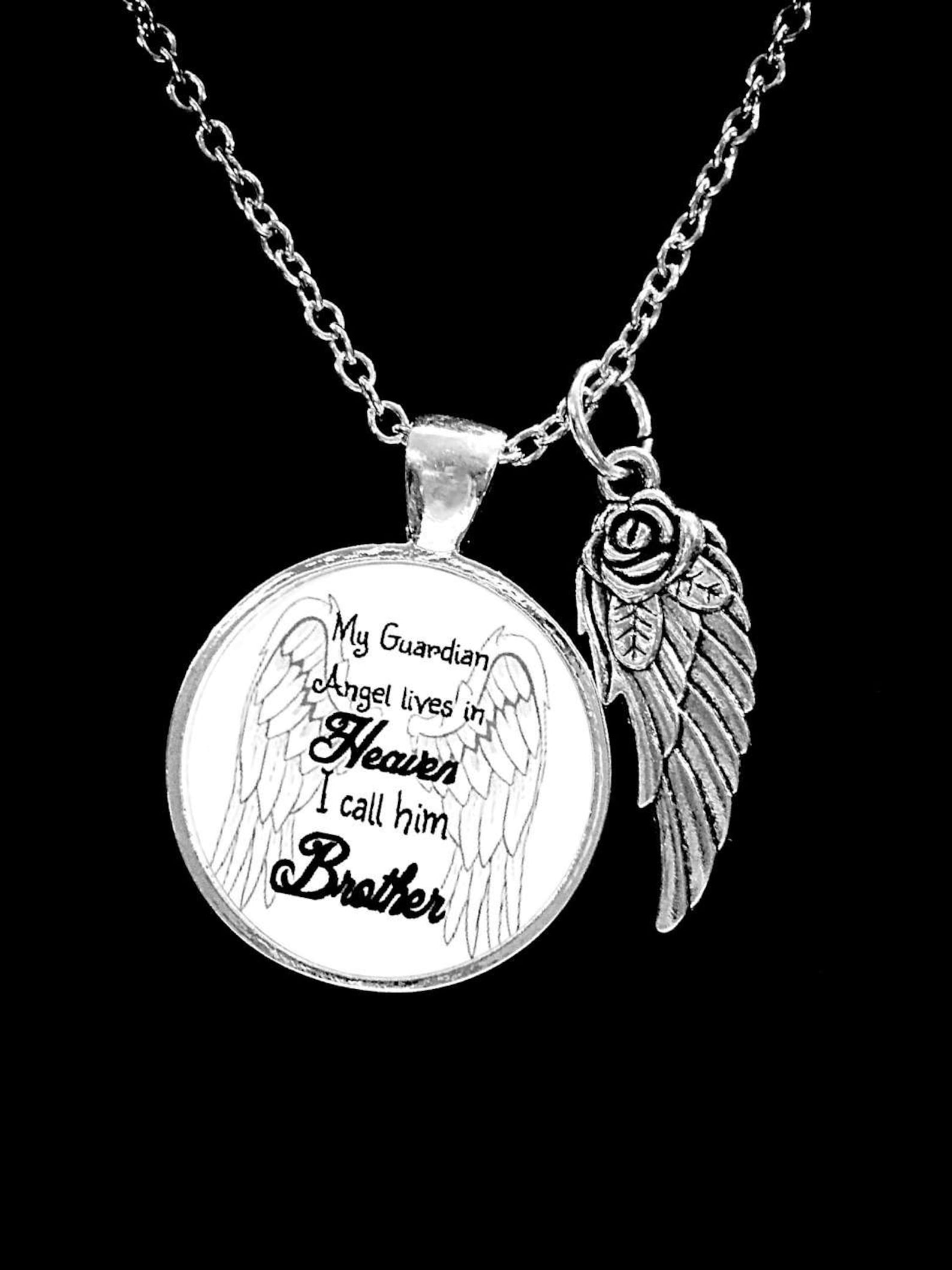 Memorial Necklace Brother, Brother Angel, My Guardian Angel Lives in ...
