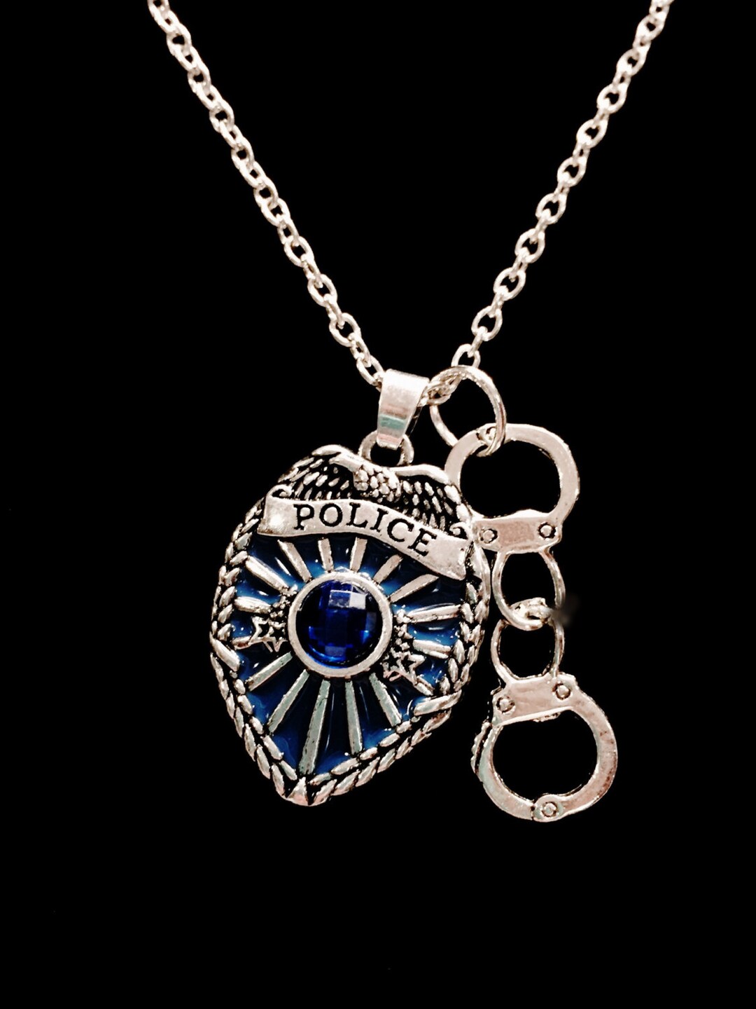 Police Necklace, Police Jewelry, Handcuff Necklace, Blue Police Officer ...