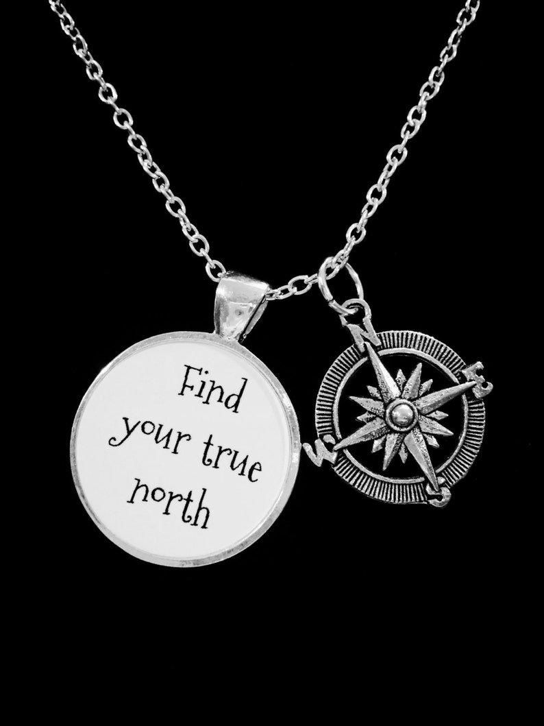 Compass Find Your True North Necklace, Inspirational Nautical Direction ...