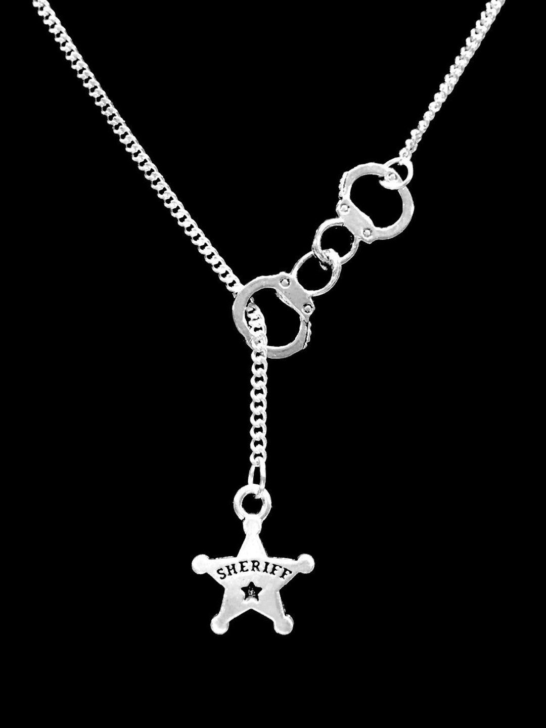 Sheriff Necklace, Police Jewelry, Handcuffs Officer Gift Deputy ...