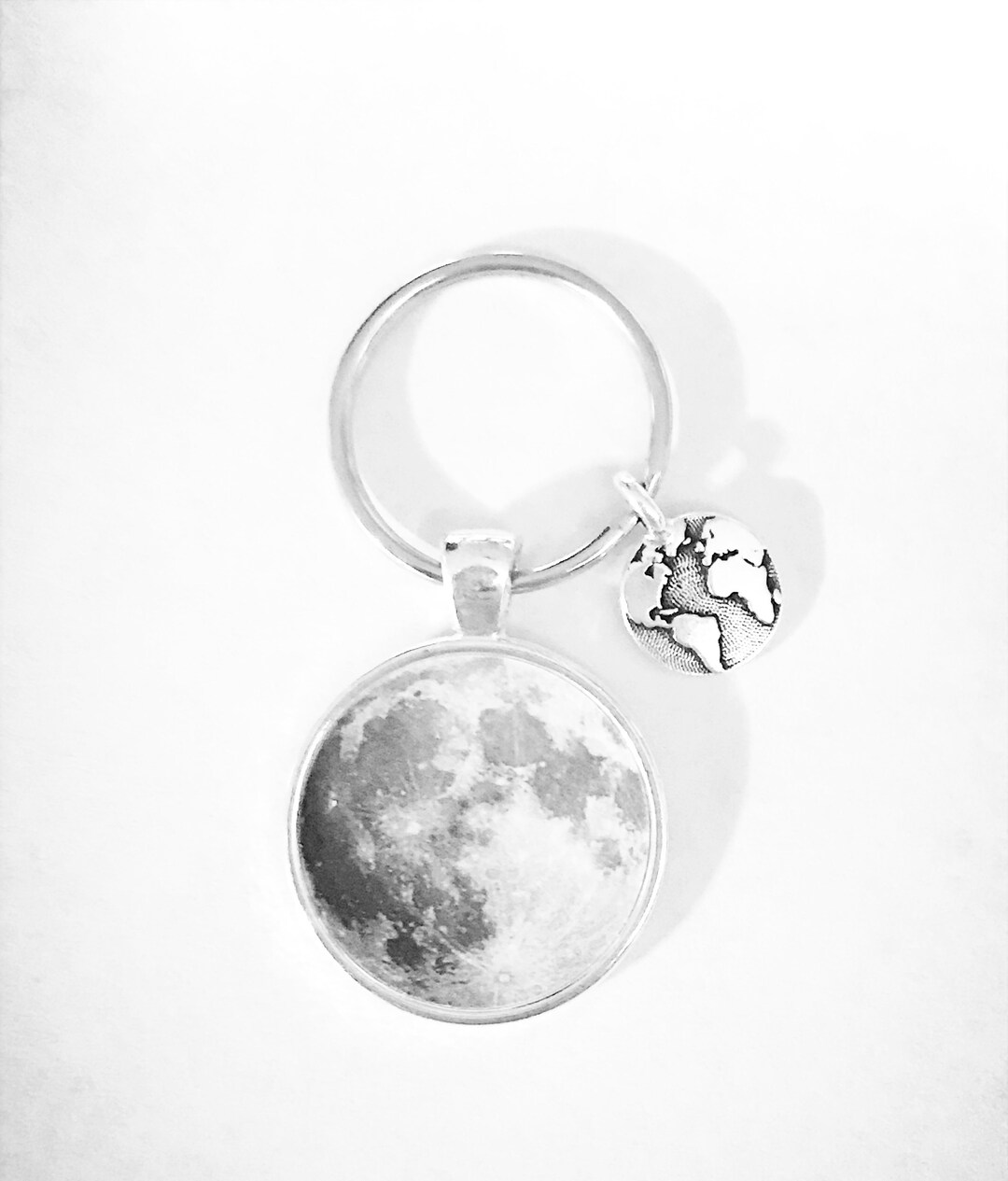 Full Moon Keychain, Earth Keychain, Planet Keychain, Celestial Keychain ...