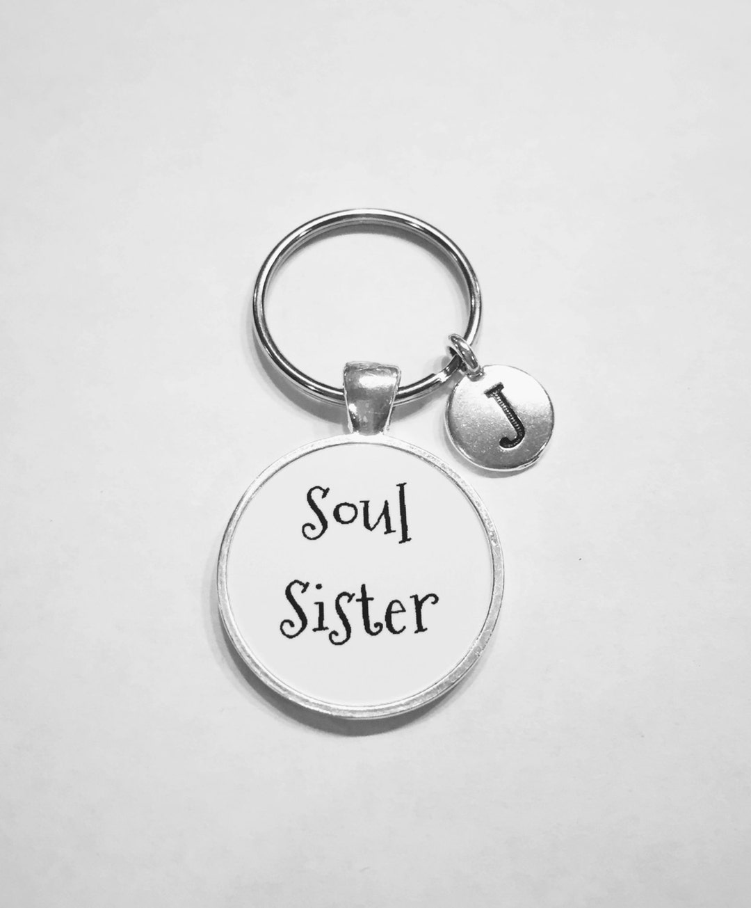 Initial Keychain, Gift for Her, Soul Sister Keychain, Best Friend Gift ...
