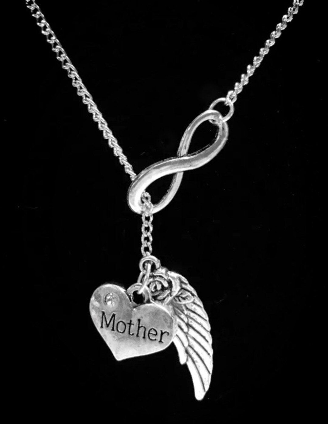 Memorial Necklace Mother, Infinity Guardian Angel Wing Mother Mom in ...