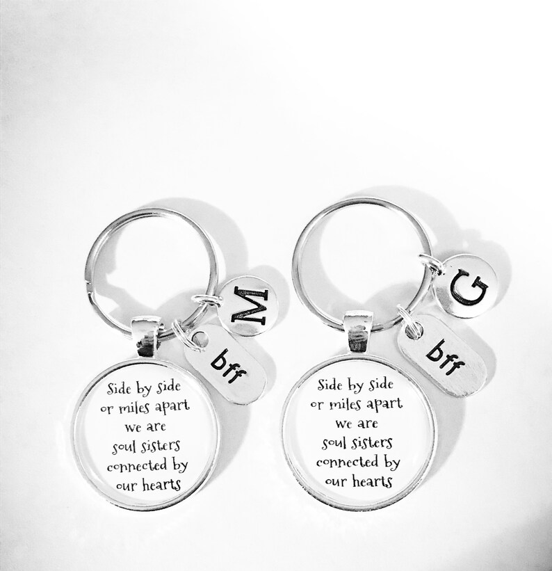 Best Friend Gift Best Friend Keychain Set Bff Initial - Etsy