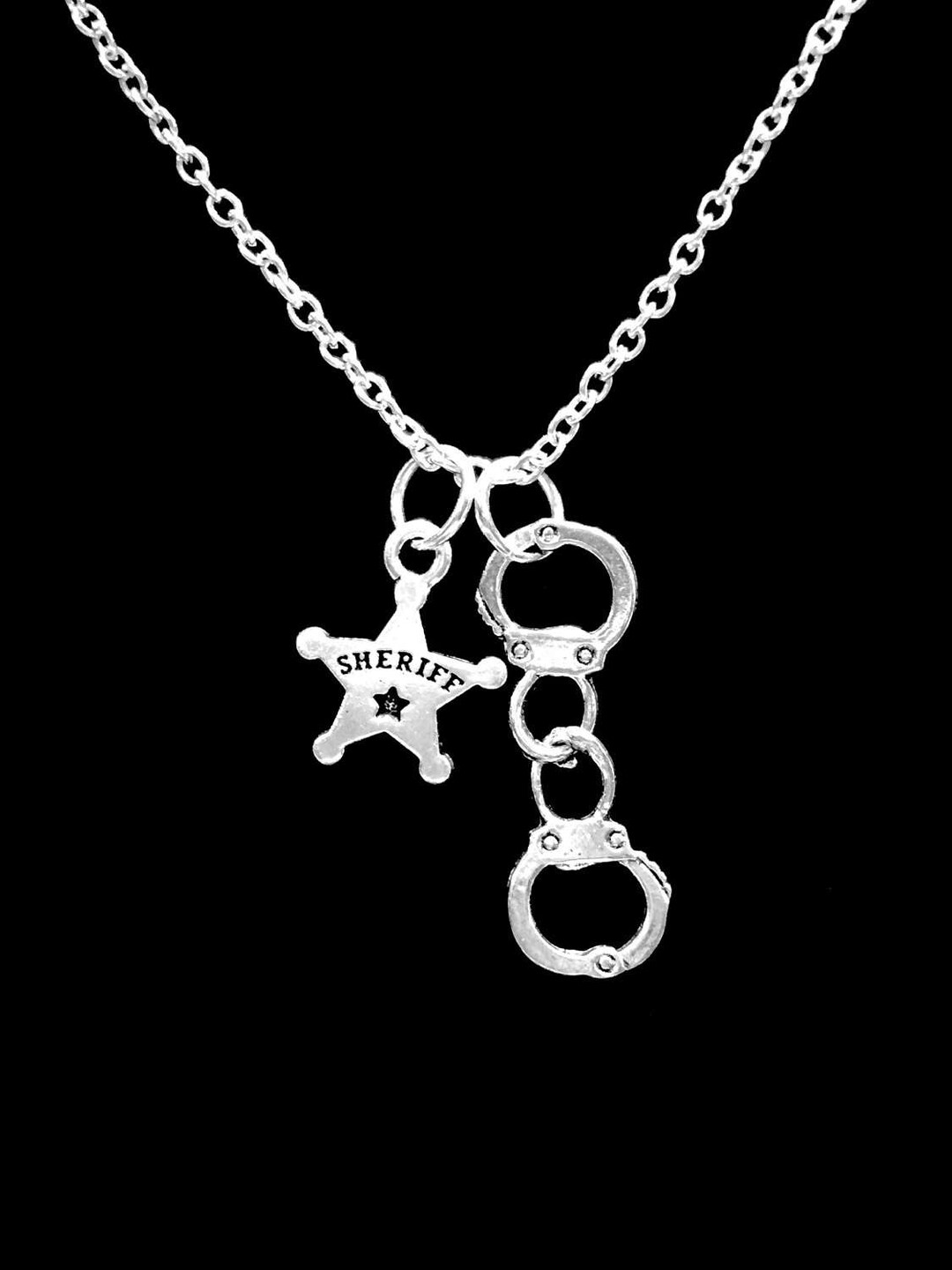 Sheriff Necklace, Police Jewelry, Handcuffs Officer Gift Deputy ...