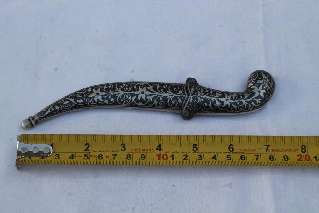 Mughal Silver Inlaid Dagger With Parrot Head Handle Bridegroom Wedding ...