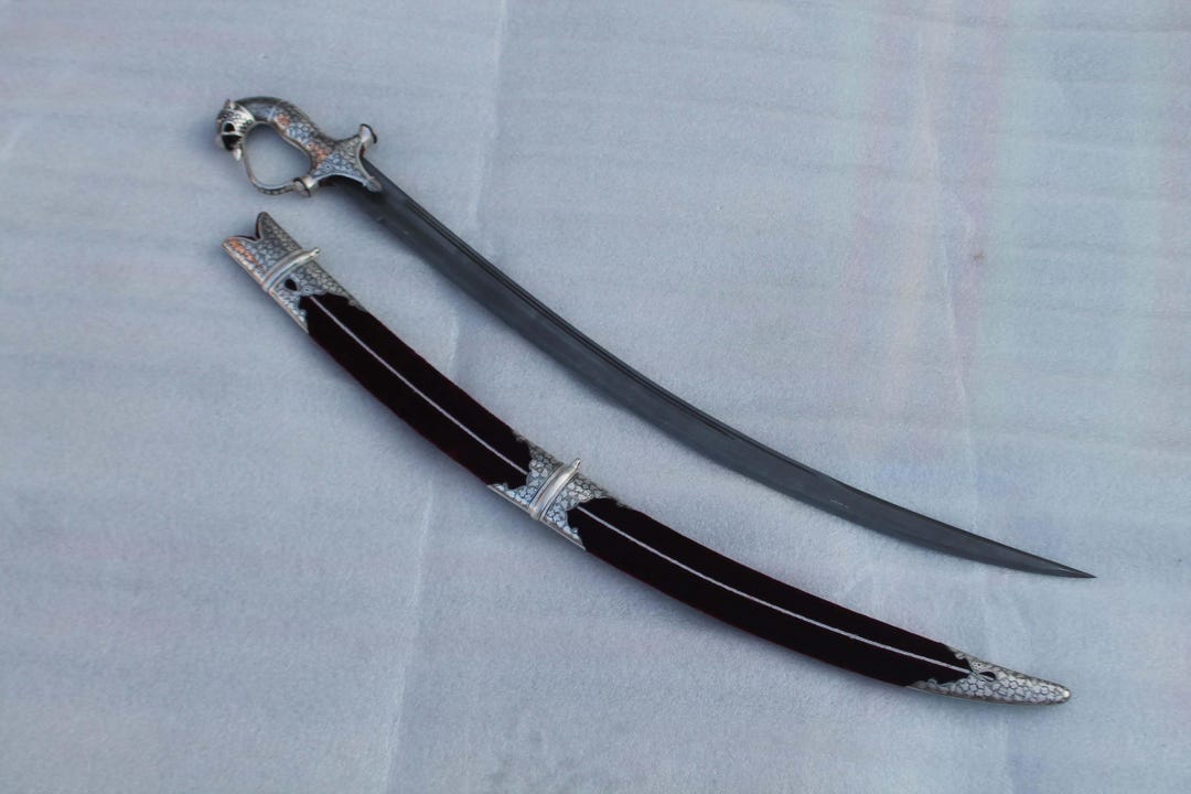 Vintage Silver Damascened Rajput Sikh Tulwar Sword Lion Head Handle - Etsy