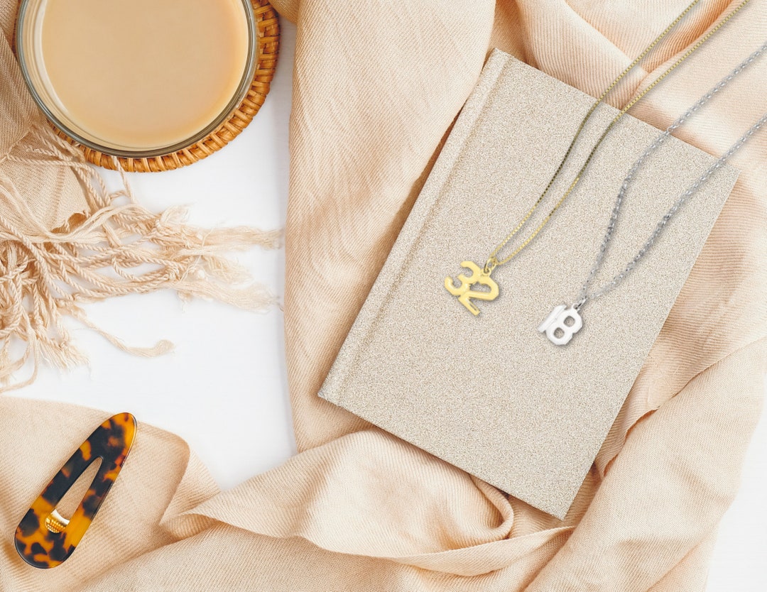14k Solid Gold Personalized Jewelry | 14K Real Gold Number Necklace ...