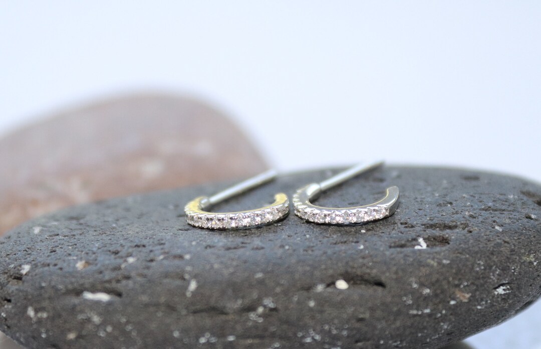 Silver Circle Earring, Open Circle Earring, Zircon Earring, Edgy ...