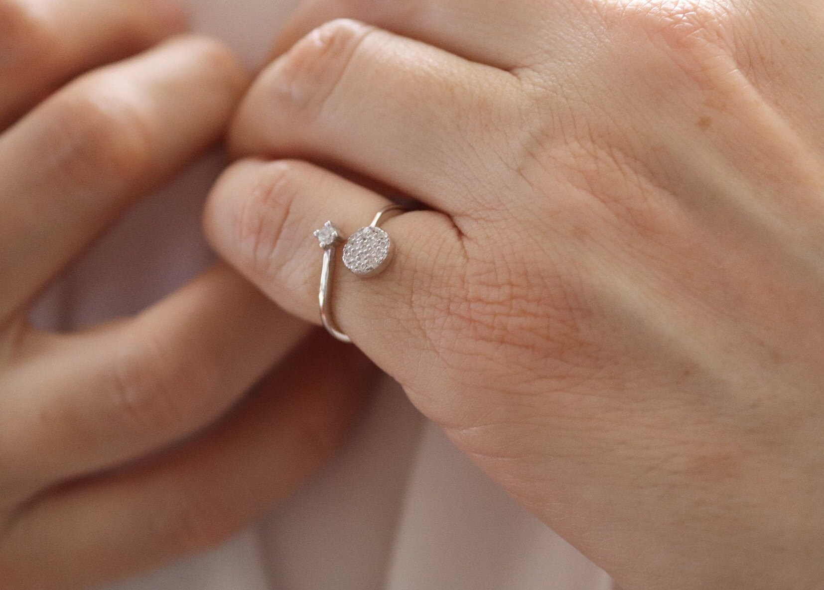 Silver Open Ring With Zircons Silver Band Ring Gifts for Her - Etsy
