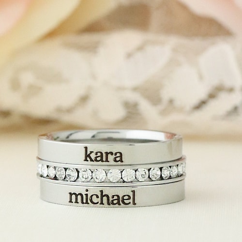 Personalized Ring Engraved Stackable Ring Mothers Rings - Etsy