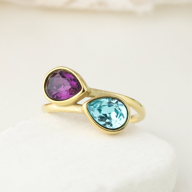 Two Birthstone Ring - Etsy
