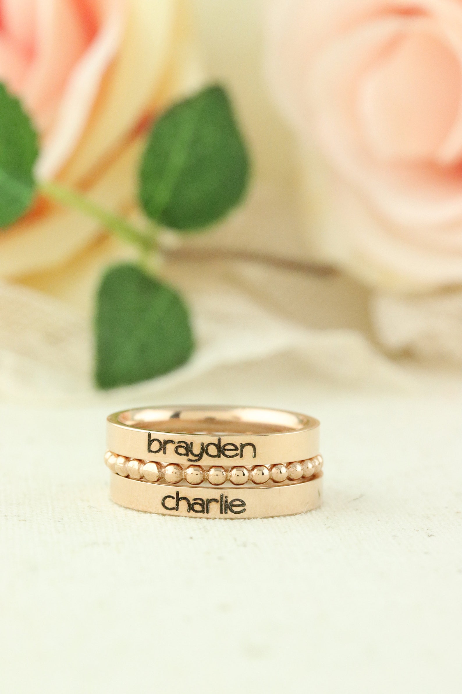 Engraved Stackable Ring Personalized Ring Mothers Rings - Etsy