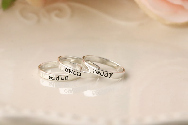 Sterling Silver Personalized Rings - Personalized Name Ring - Stacking ...