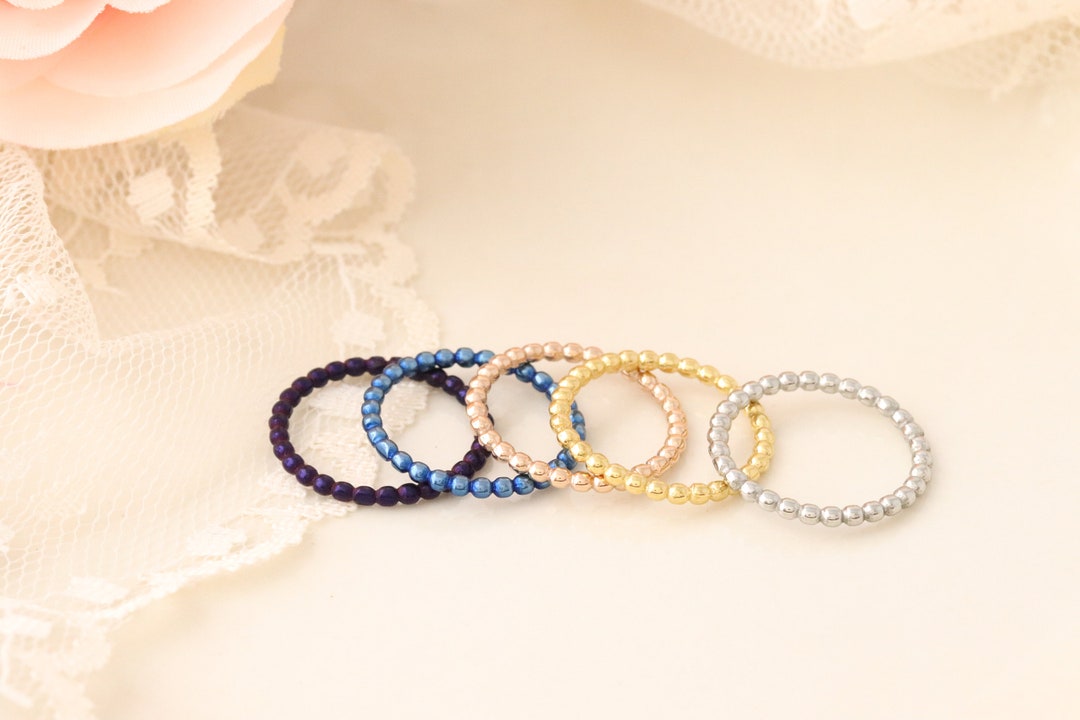 Beaded Spacer Ring - Rose Gold Spacer Ring - Gold Dot Ring - Gold ...