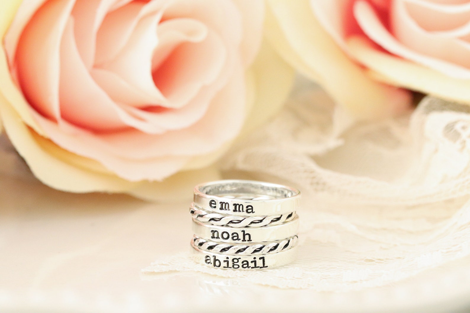 Sterling Silver Personalized Rings - Personalized Name Ring - Stacking ...