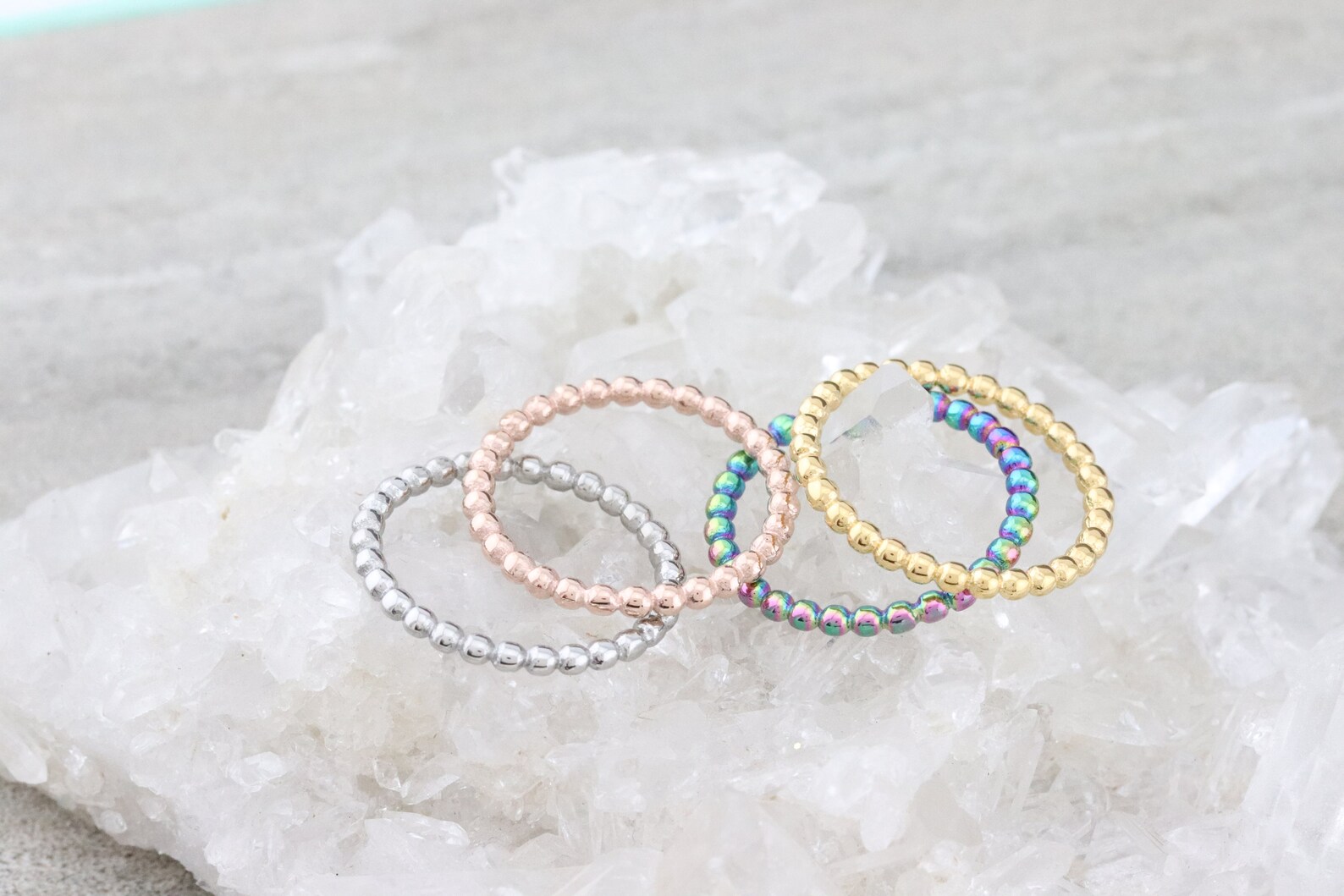 Beaded Spacer Ring Rose Gold Spacer Ring Gold Dot Ring | Etsy