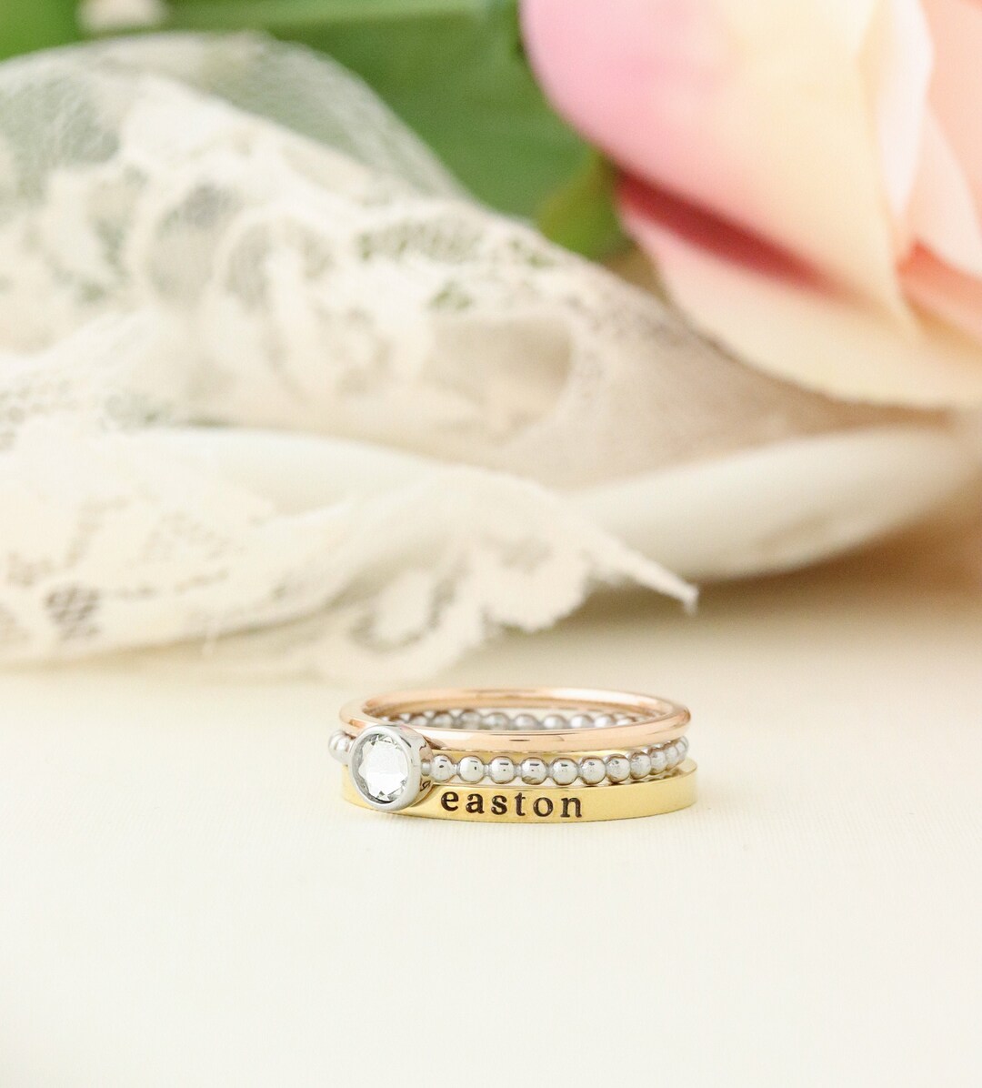New Mom Ring Set - Ring Stack - Stacking Ring Set - Stackable Ring ...