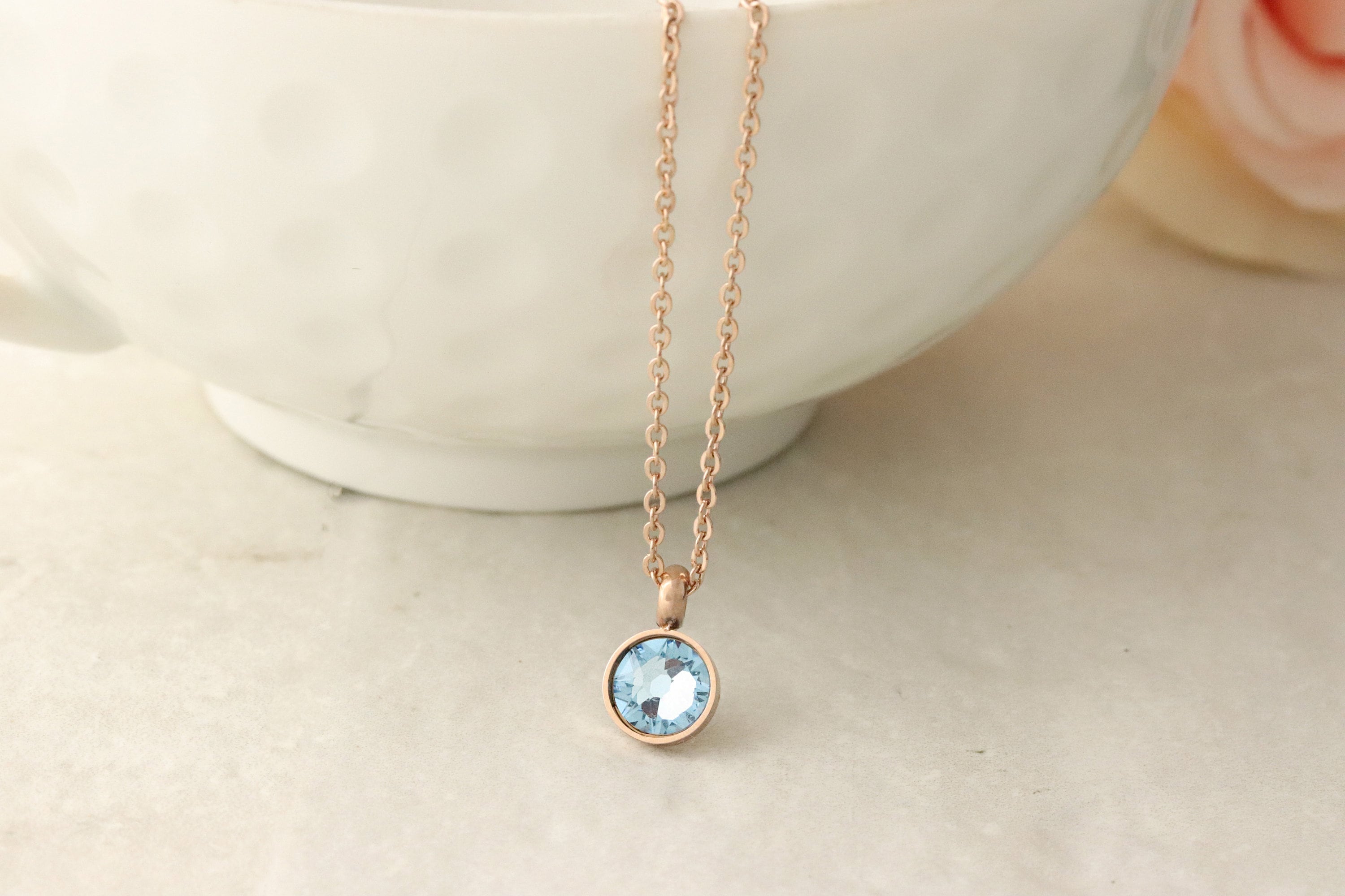 March Birthstone Necklace for Women Birthstone Jewelry for | Etsy