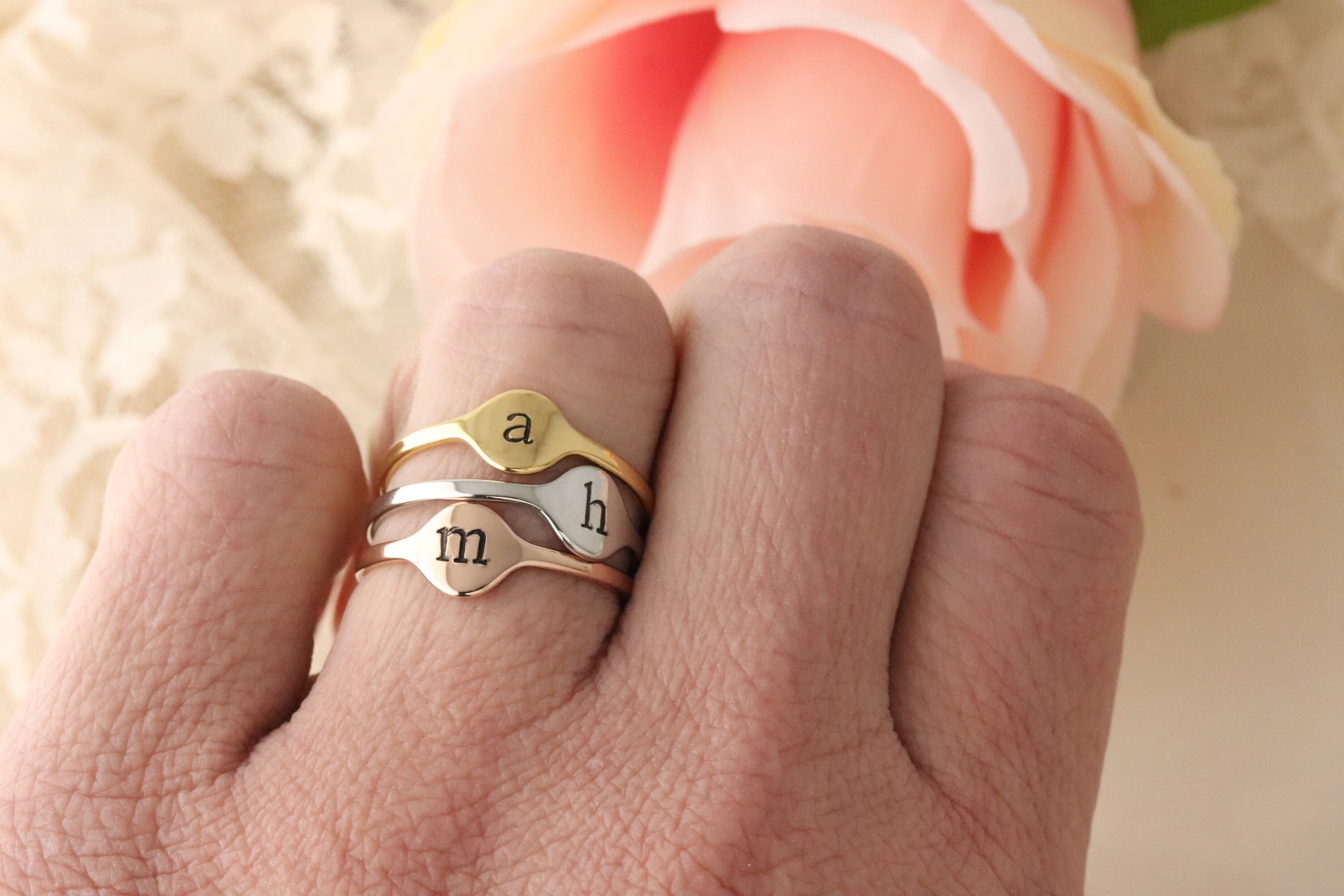 Initial Ring Letter Ring Stackable Ring Personalized - Etsy