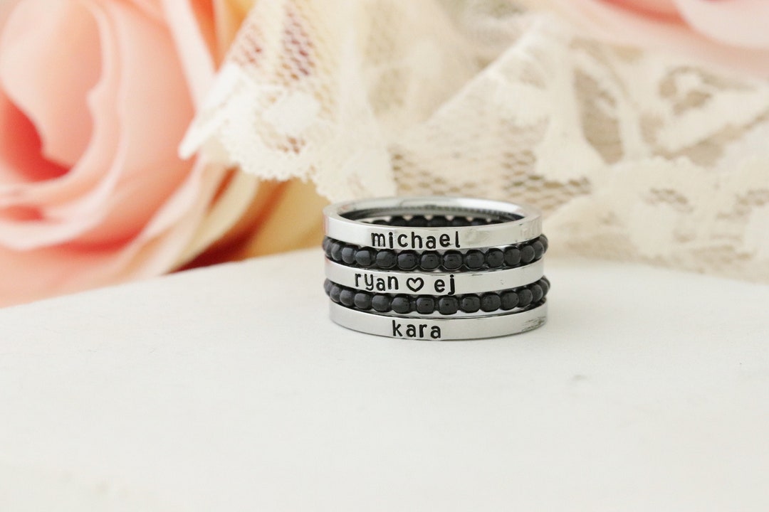 Skinny Stackable Ring / Skinny Personalized Rings / Mothers Rings ...