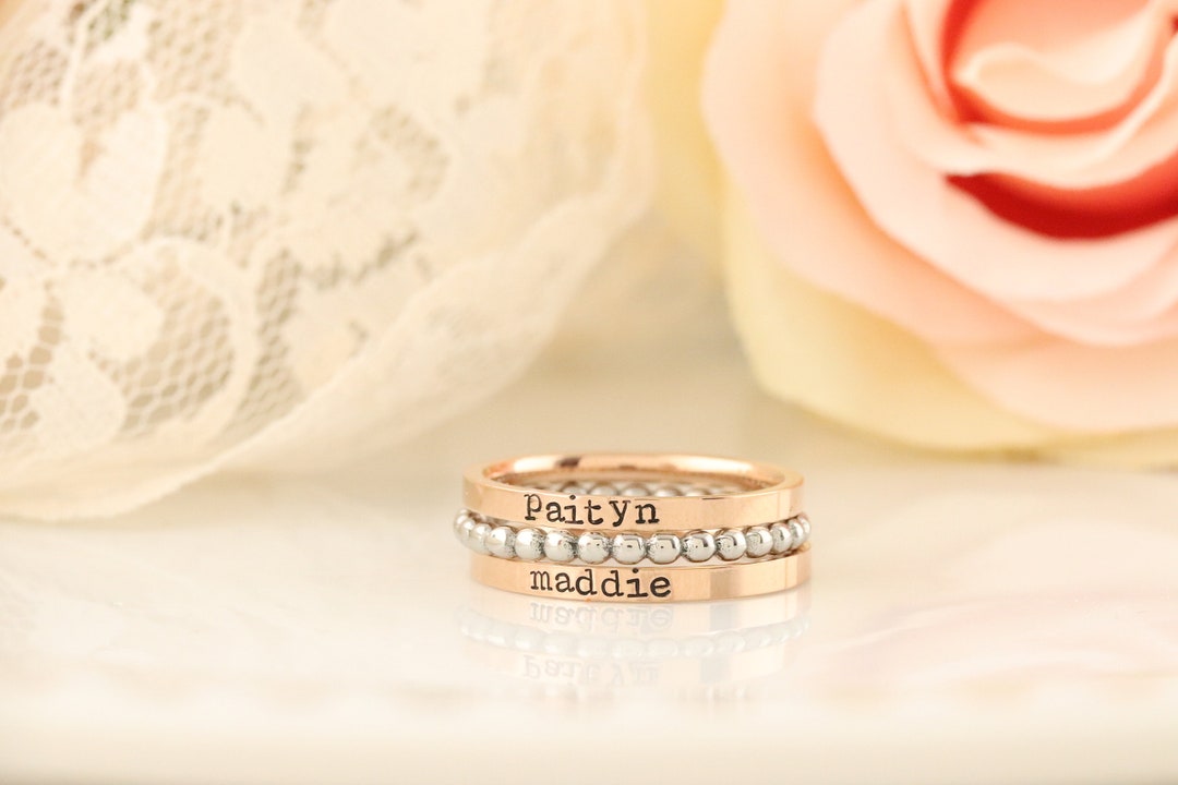 Skinny Stackable Ring / Personalized Rings / Mothers Rings / Hand ...
