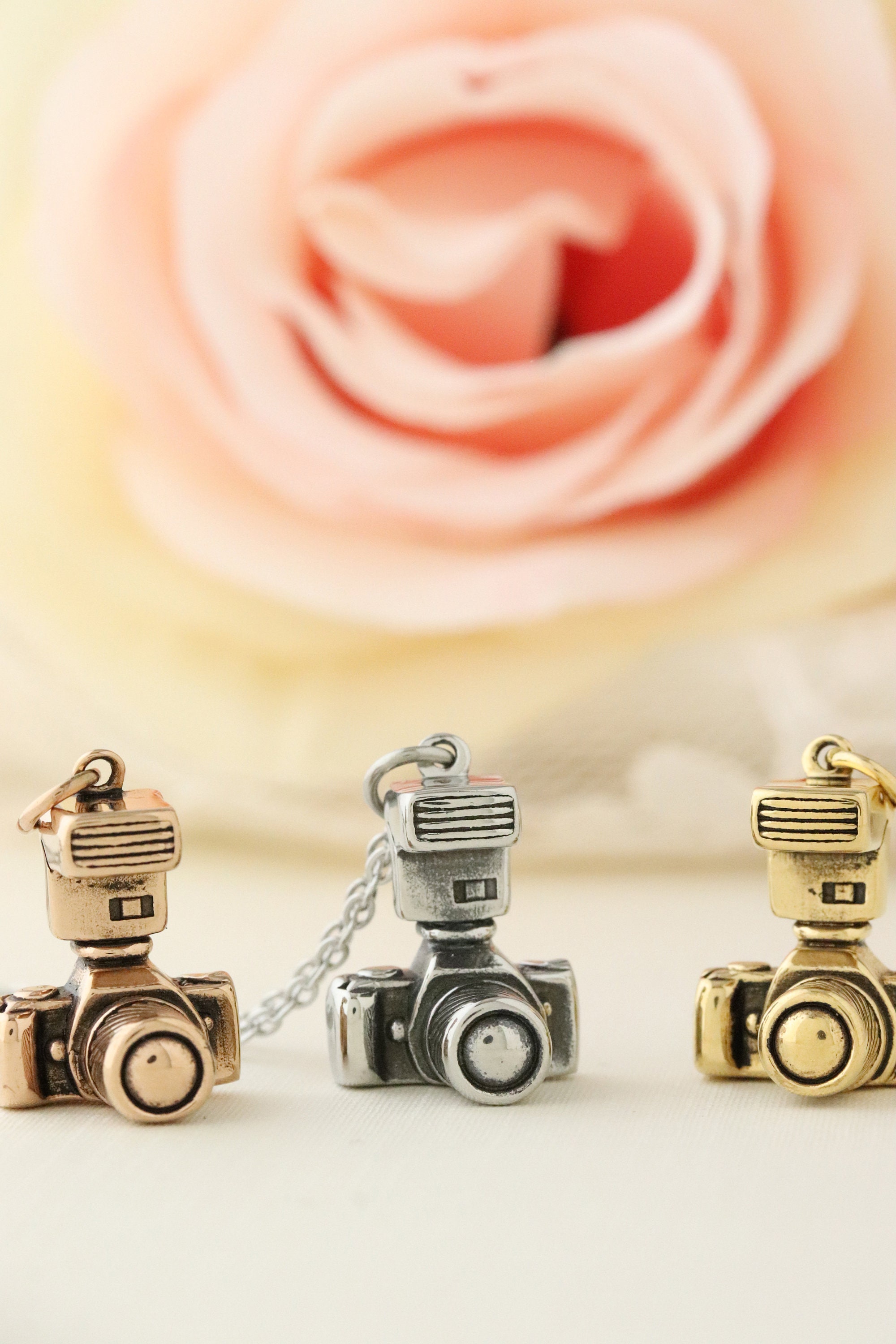 Camera Charm Necklace | Rose Gold Camera Necklace | Tiny Camera ...