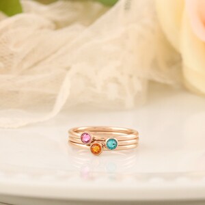 Stackable Birthstone Ring /mothers Ring / Birthstone Stacking Ring ...