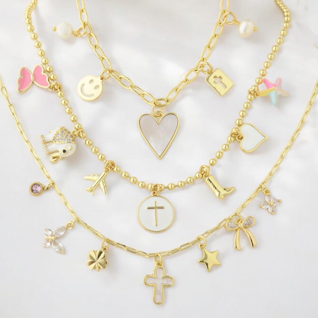 Custom Charm Necklace | Gold Charm Bracelet | Design Your Own Charm ...