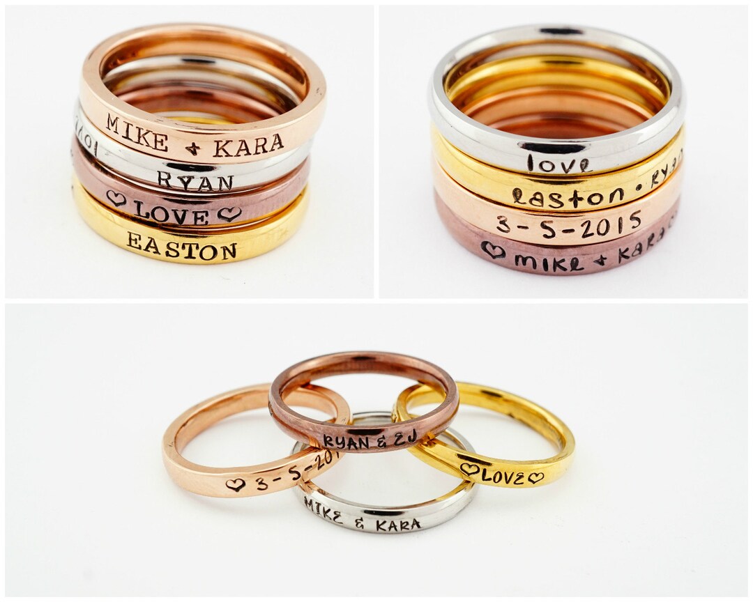 Personalized Stackable Ring Personalized Ring Mothers Rings Hand ...