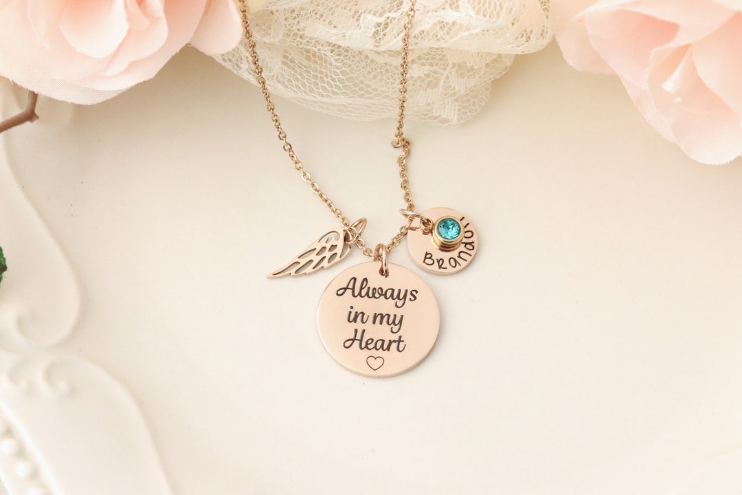 Always in My Heart Necklace / Personalized Memorial Necklace / Custom ...
