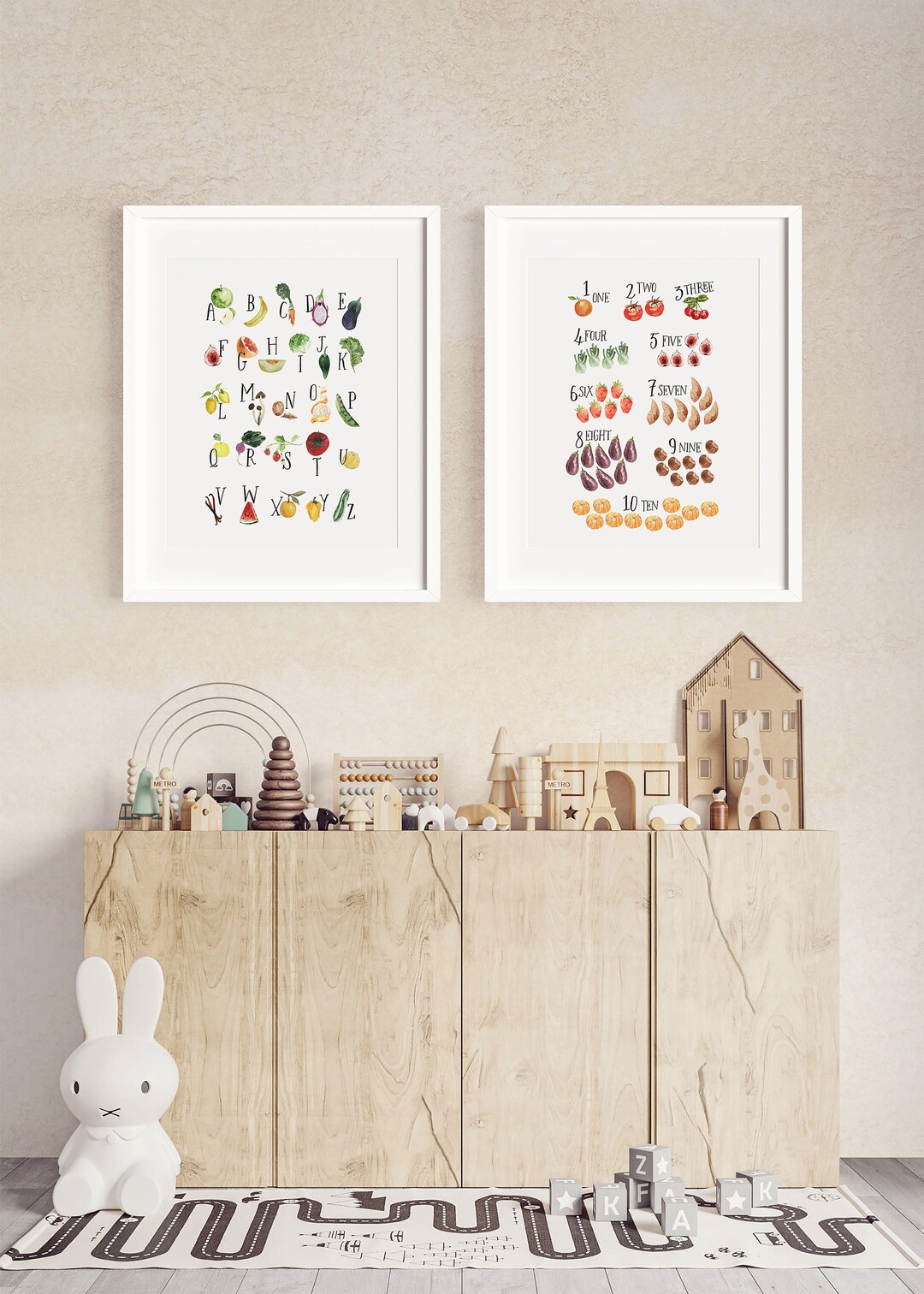 Garden Themed Alphabet + Numbers Set - Wall Art Printable Digital File ...