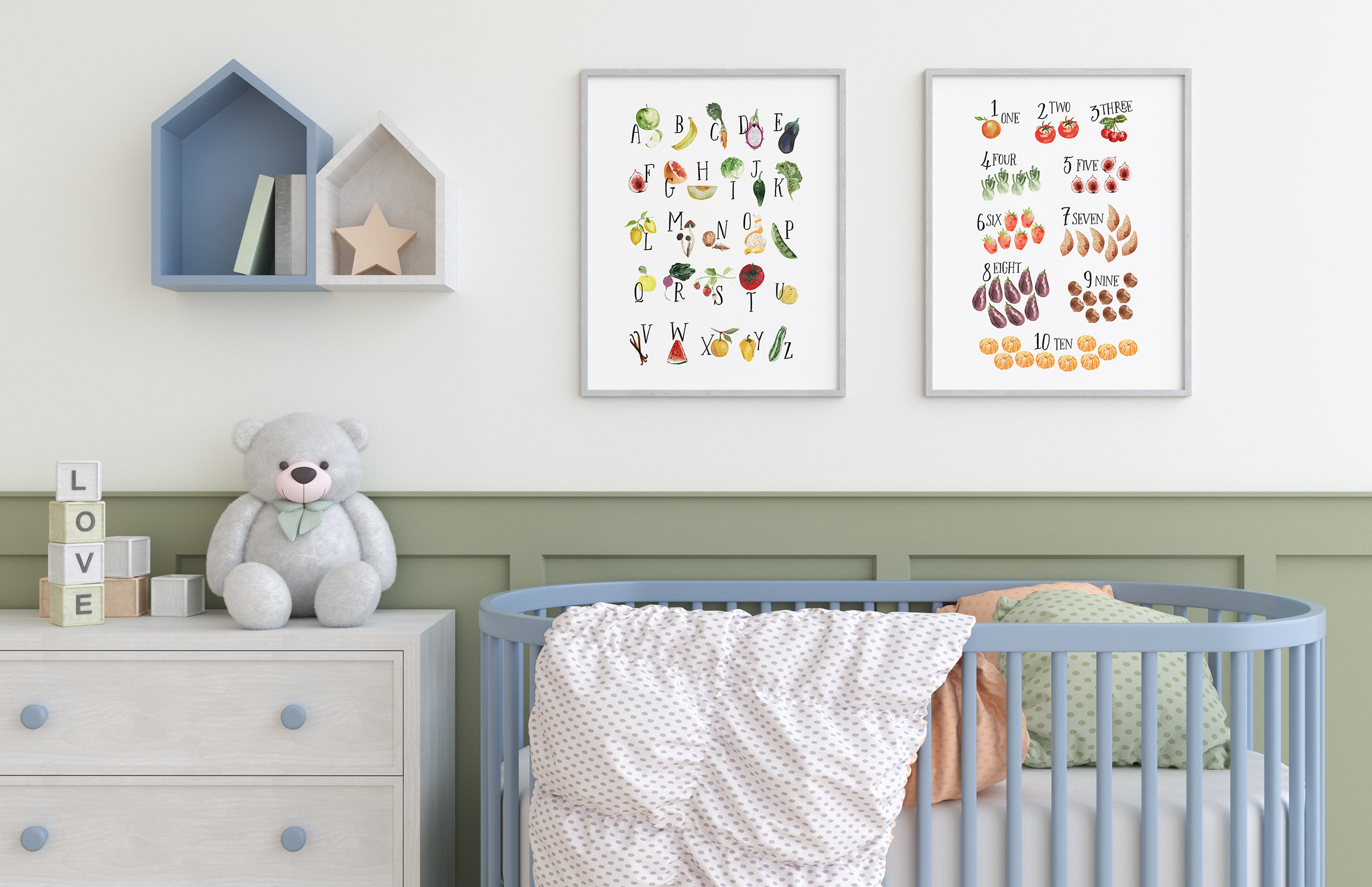 Garden Themed Alphabet + Numbers Set - Wall Art Printable Digital File ...