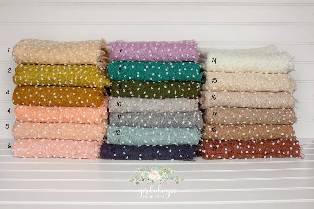 Newborn Popcorn Stretch Wrap * Popcorn Knit * Photo Prop * White Dot ...