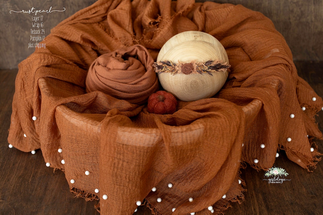 Rust Pearl Layer Dried Floral Tieback Basket Layering Piece Newborn ...