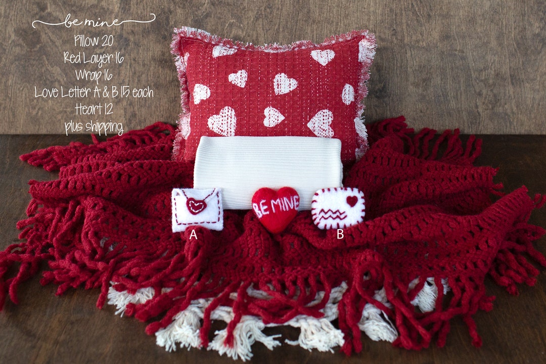 Valentine's Day Baby Prop Collection * Red Heart Pillow * Felt Love ...