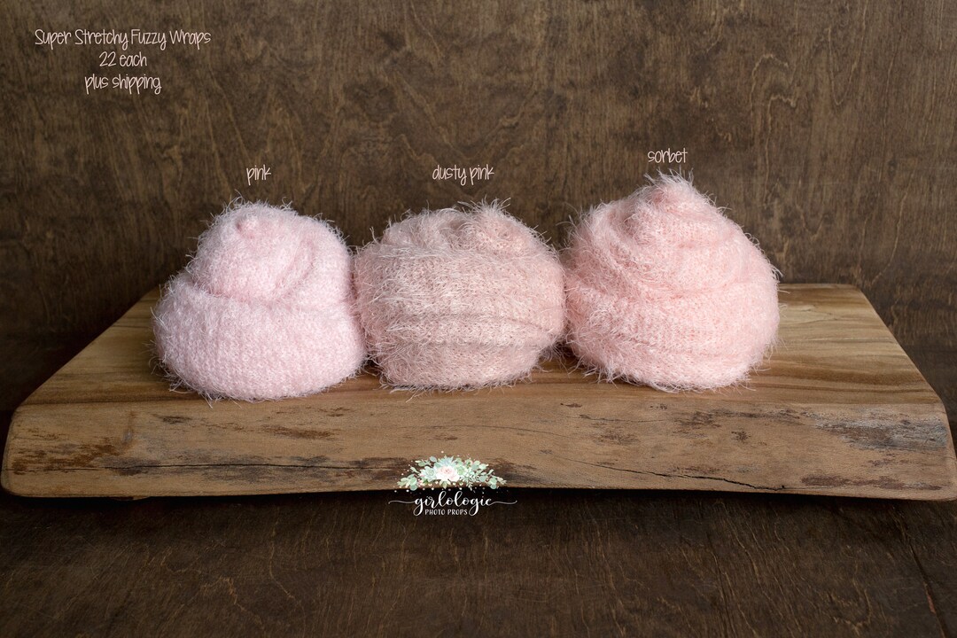 Pink Stretchy Fuzzy Wrap * Newborn Photo Prop * Blush * Dusty Pink ...