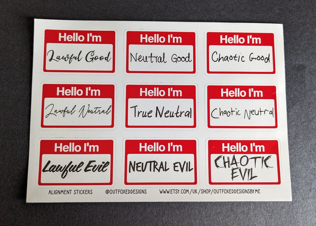 Dnd Name Label Stickers Dungeons and Dragons Sticker Sheet Chaotic True ...