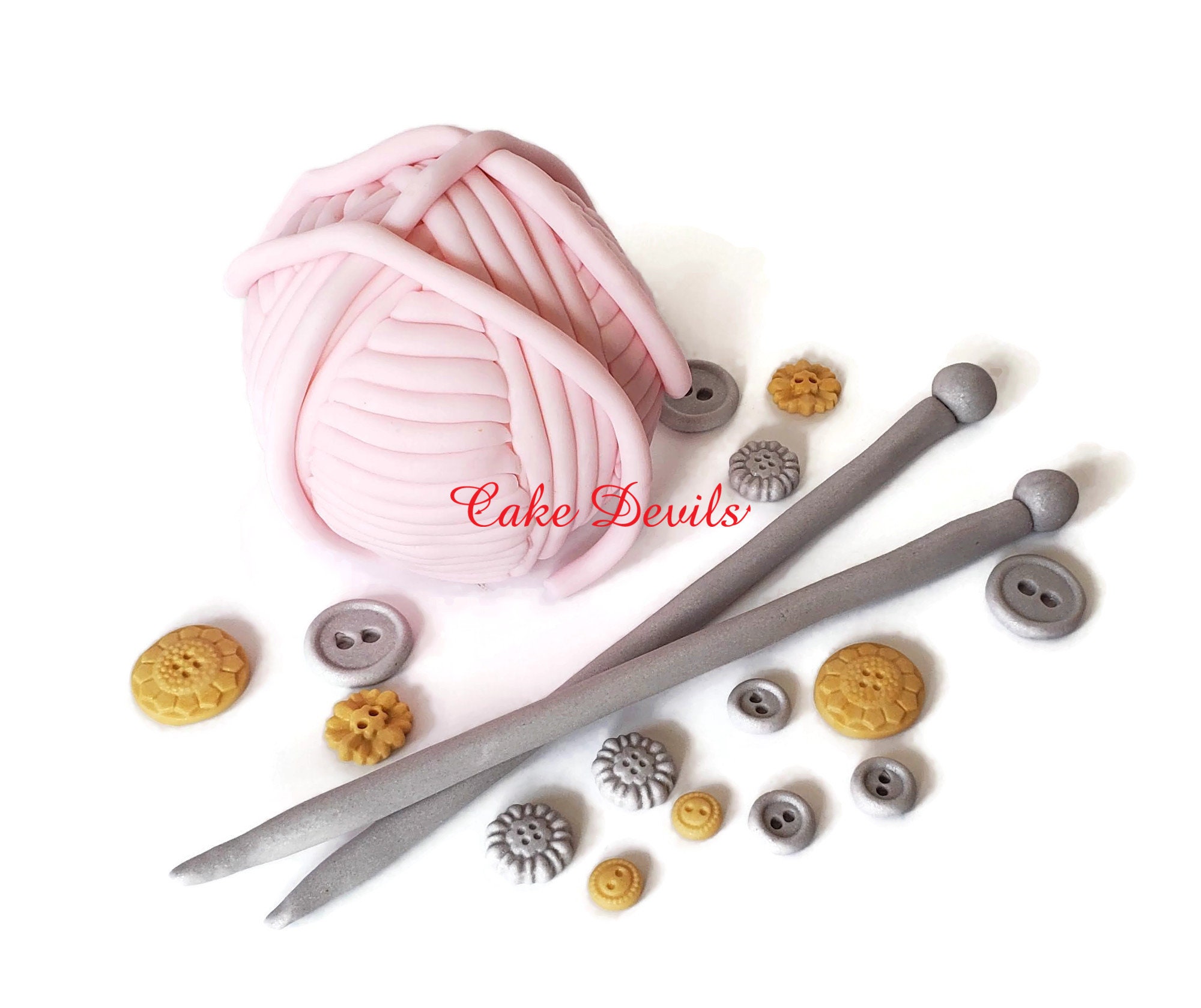 Knitting Cake Decorations Big Fondant Yarn Ball Cake Topper | Etsy